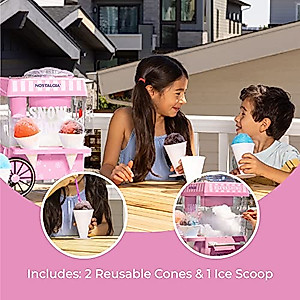 Nostalgia Vintage Countertop Snow Cone Maker Makes 20 ICY Treats Includes 2 Reusable Plastic Cups & Ice Scoop