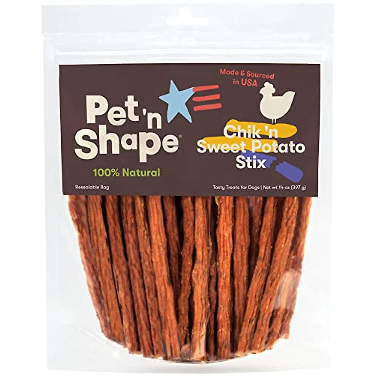 Pet 'n Shape Chik 'n Sweet Potato Stix – Made and Sourced in the USA- Natural Healthy Dog Treats, 14 Ounce