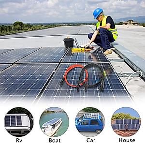 PNGKNYOCN 12AWG Solar Panel Extension Cord,3FT 4mm² Solar Panel Adaptor Cable (Black Cord + Red Cord) with Male and Female IP67 Weatherproof Connector