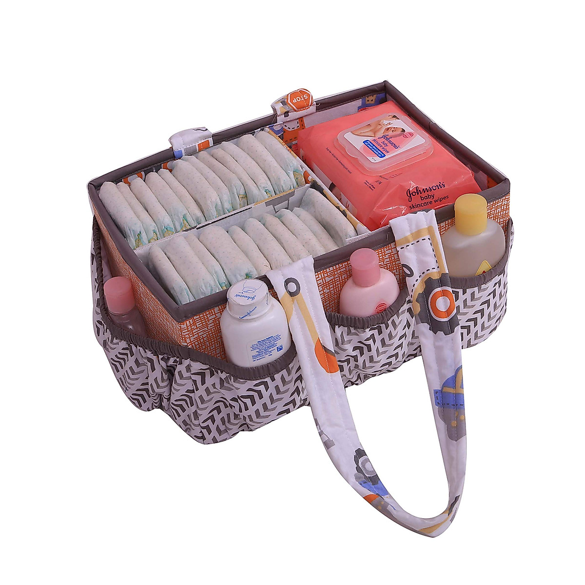 Bacati Construction Multicolor Boys Cotton Nursery Storage Caddy