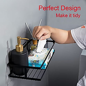 Shower Caddy,Bathroom Organizer,Shower Organizer (2 Pack),Adhesive Shower Organizer No Drilling,Self Adhesive Bathroom Shelves Basket,Corner Shower Shelf with 6 Hooks,bathroom storage