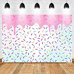 Mocsicka Donut Backdrop Donut Birthday Sweet One Sprinkles Party Decorations Photo Backdrops Donut Grow Up Baby Shower Photography Background (7x5ft)