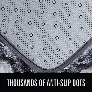 LOCHAS Luxury Shag Area Rug Modern Indoor Plush Fluffy Rugs, Extra Soft and Comfy Carpet, Geometric Moroccan Rugs for Bedroom Living Room Girls Kids Nursery, 5x8 Feet Dark Grey/White