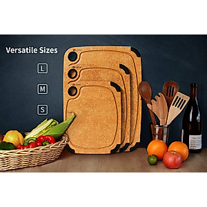 Cutting Board, Toptier Wood Fiber Cutting Board for Kitchen, Non-Slip Kitchen Wood Chopping Board, Reversible, Eco-Friendly, Natural Wood Fiber, Small Cutting Board, 11.5 x 9.25-inch, Natural Slate