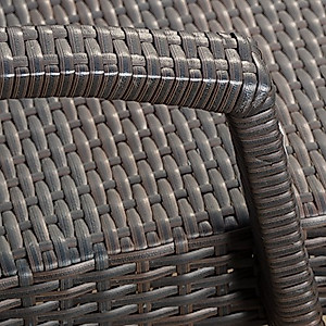 GDFStudio (Set of 2) Olivia Outdoor Brown Wicker Armed Chaise Lounge Chair