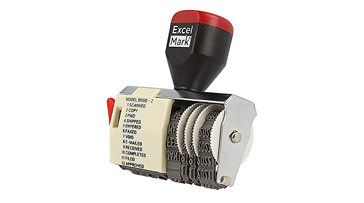 ExcelMark 12 Phrase Dater Stamp - Versatile & Durable