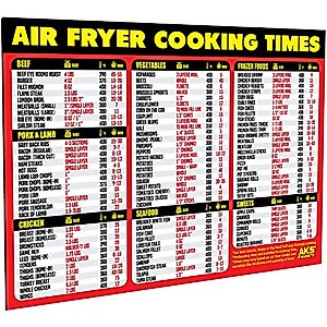 Air Fryer Magnetic Cheat Sheet - Large Print Easy to Read Airfryer Accessory - Air Fryer Cooking Times Chart Magnet, Air Fryer Cookbook Guide, Air Fryer Cheat Sheet, Air Fryer Oven Accessories (Red)