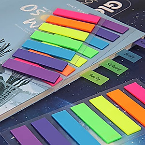 moinkerin 980 Pcs Sticky Notes Flags, 7 Color Index Tabs Index Flag Bright Colors Page Index Stickers Translucent Page Makers for Page Bookmarks