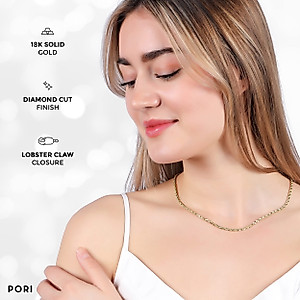 PORI JEWELERS 18K Yellow Gold 1.5MM, 1.8MM, 2MM, 2.5MM, 3MM, 4MM, or 5MM Diamond Cut Rope Chain Necklace Unisex Sizes 16"-30" (3MM, 24)