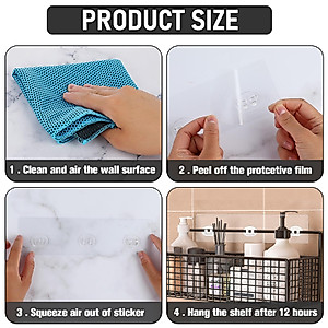 Gjinxi 8Pcs Shower Caddy Adhesive Replacement, Shower Shelf Adhesive No Drilling, Strong Adhesive Shower Hooks, Waterproof Shower Adhesive Strips for Shower Caddy Baskets, Kitchen Racks