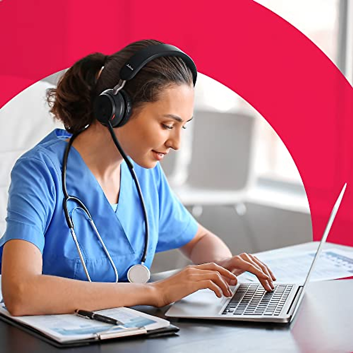 Jabra Evolve2 65 Wireless Bluetooth Headset Stereo UC - USB Blue Tooth Dongle, Compatible with Zoom, Webex, Smartphones, Tablets, PC/MAC, 26599-989-999 (Black), Global Teck Gold Support Plan Included