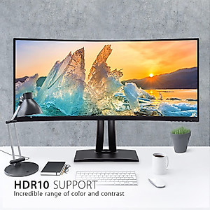 ViewSonic VP3881A 38-Inch IPS WQHD+ Curved 21:9 Monitor with 100% sRGB Rec 709, Eye Care, HDR10 Support, 90W USB C, HDMI, USB, DisplayPort for Professional Home and Office