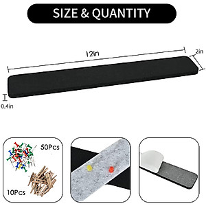Vuzvuv 8Pcs Black White Grey Felt Pin Board Bar Strips with 35 Pushpins, Self-Adhesive Lightweight Bulletin Board Bar Strips No Damage for Wall,for Paste Notes, Photos, Schedules, Announcements.