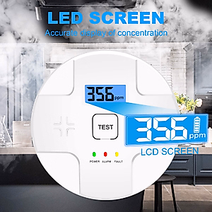 Combination Smoke Carbon Monoxide Alarm Detector Powered by Battery,Dual Alarm Sensor of Smoke and CO,Easy to Install