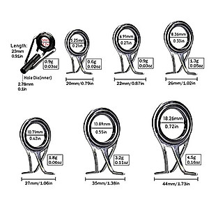 QualyQualy Fishing Rod Tip Repair Kit Rod Guide Repair Kit Pole Eyes Tip Repair Kit Stainless Steel Ceramic Ring Fishing Rod Repair Kit Fishing Pole Tip Guides Replacement Kit 7pcs