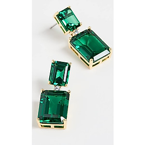 Kenneth Jay Lane Women's Double Drop Earrings, EMGO, Green, One Size