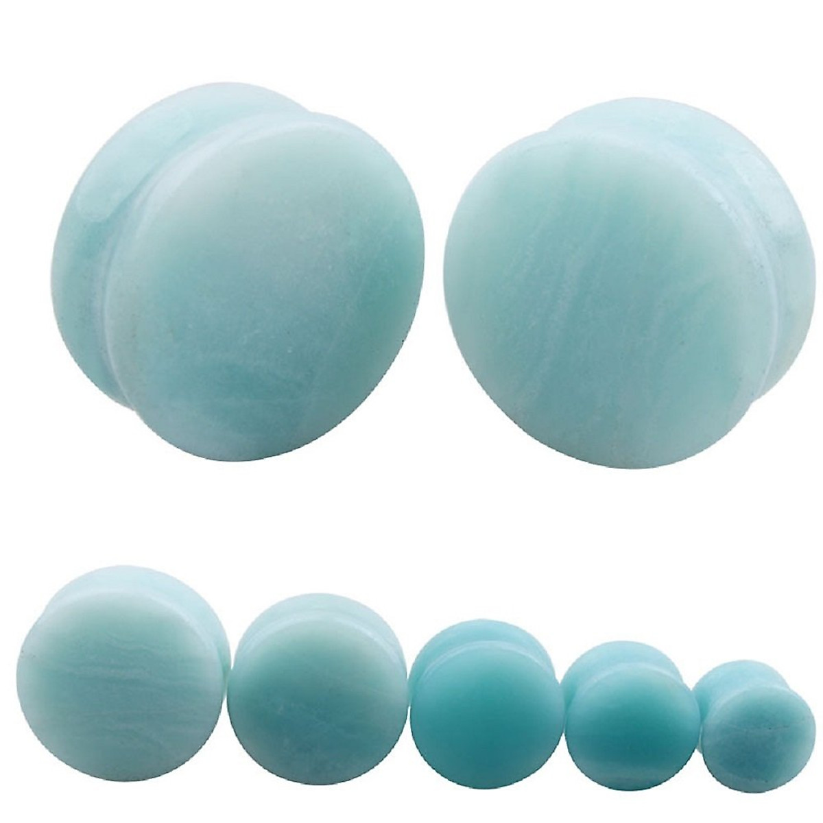 Amazonite Natural Organic Stone Ear Tunnels Plugs Stretcher Flesh Expander Gauges Earrings Aventurine Double Flared Body Piercings Jewelry