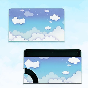 BelugaDesign Clouds Switch Skin | Pastel Sticker Wrap Vinyl Decal | Cute Fluffy Round White Sky Compatible with Nintendo Switch OLED (Switch OLED, Blue)