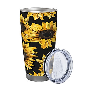 AYCZN Sunflowers 20 OZ Tumbler Stainless Steel Travel Coffee Mug, Yellow Floral Insulated Water Bottle with Lid Leakproof Thermal Cup