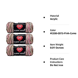Red Heart Super Saver Yarn (3-Pack) Pink Camo E300-972
