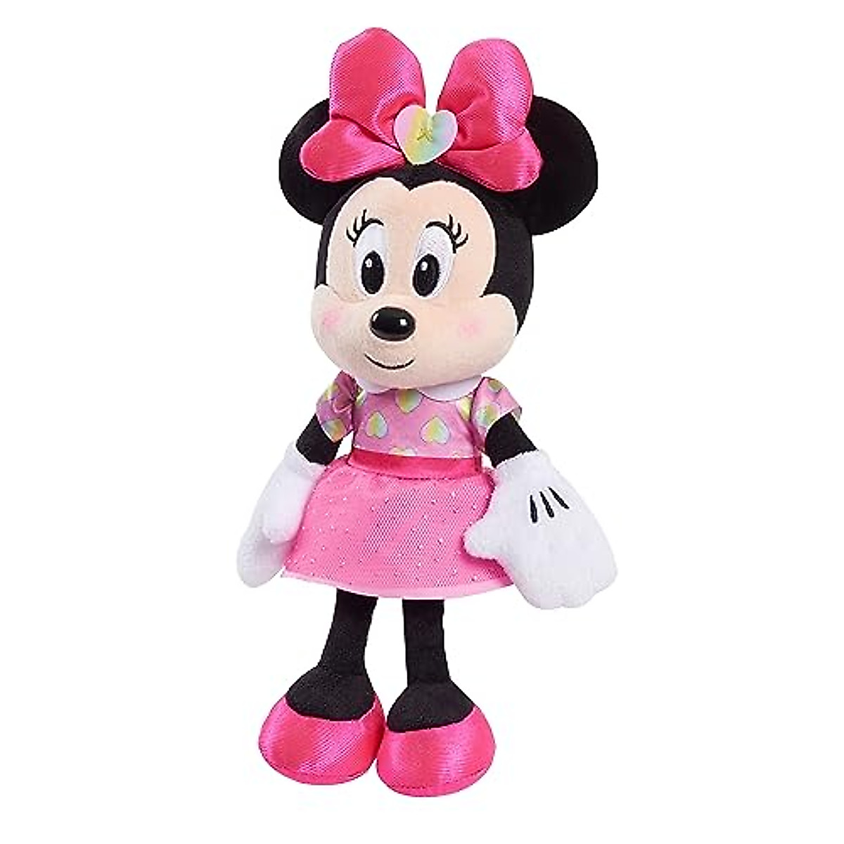 Disney Junior Minnie Mouse 8-Inch Small Hearts Minnie Mouse Beanbag Plush, Minnie Mouse In Pink Heart Dress, Stuffed Animal