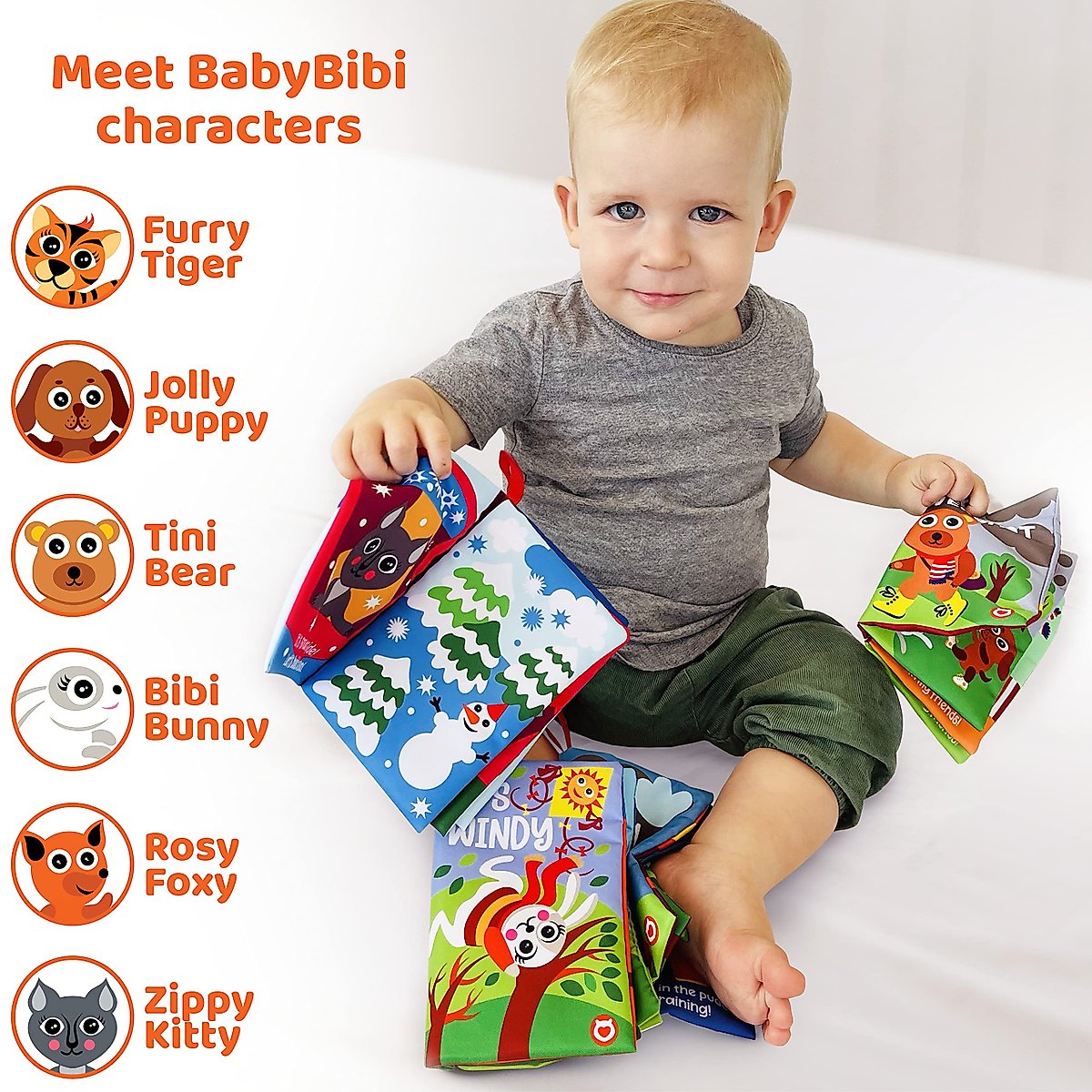 Cloth Books for Babies Weather Themed- Soft Baby Books Features Characters About Weather - Soft Baby Toys for Learning and Brain Development