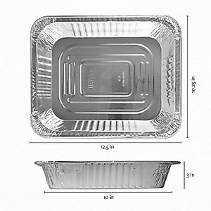 PLASTICPRO Disposable 9 x 13 Heavy Weight Aluminum Foil Pans Half Size Deep Steam Table Bakeware - Cookware Perfect for Baking Cakes, Bread, Meatloaf, Lasagna Pack of 10
