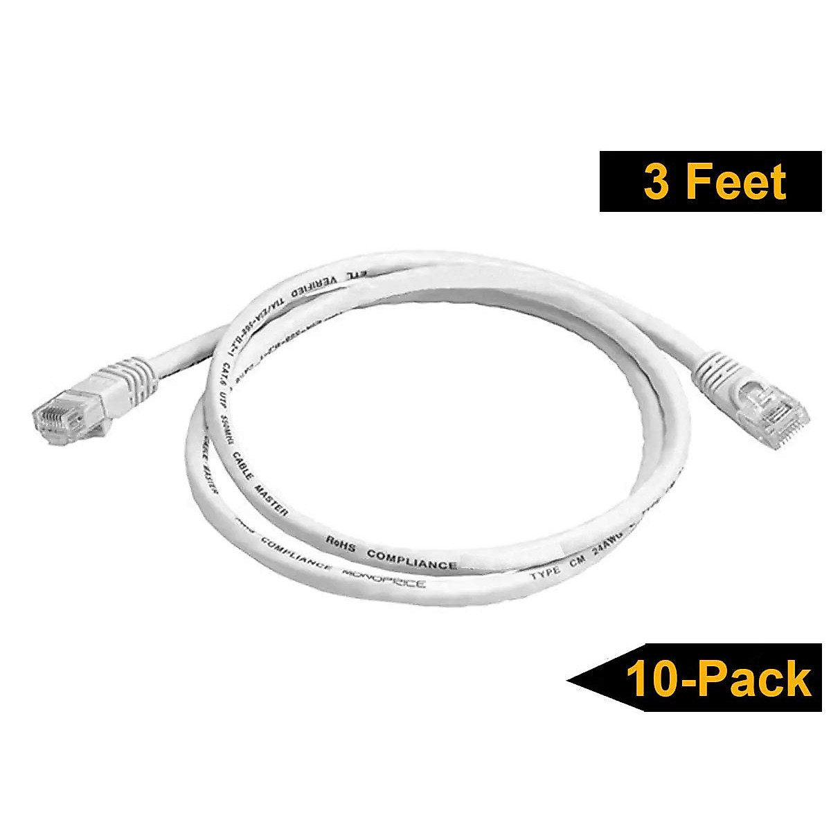 iMBAPrice 15 ' Cat5e Network Ethernet Patch Cable, 10 Pack, White (IMBA-CAT5-15WT-10PK)
