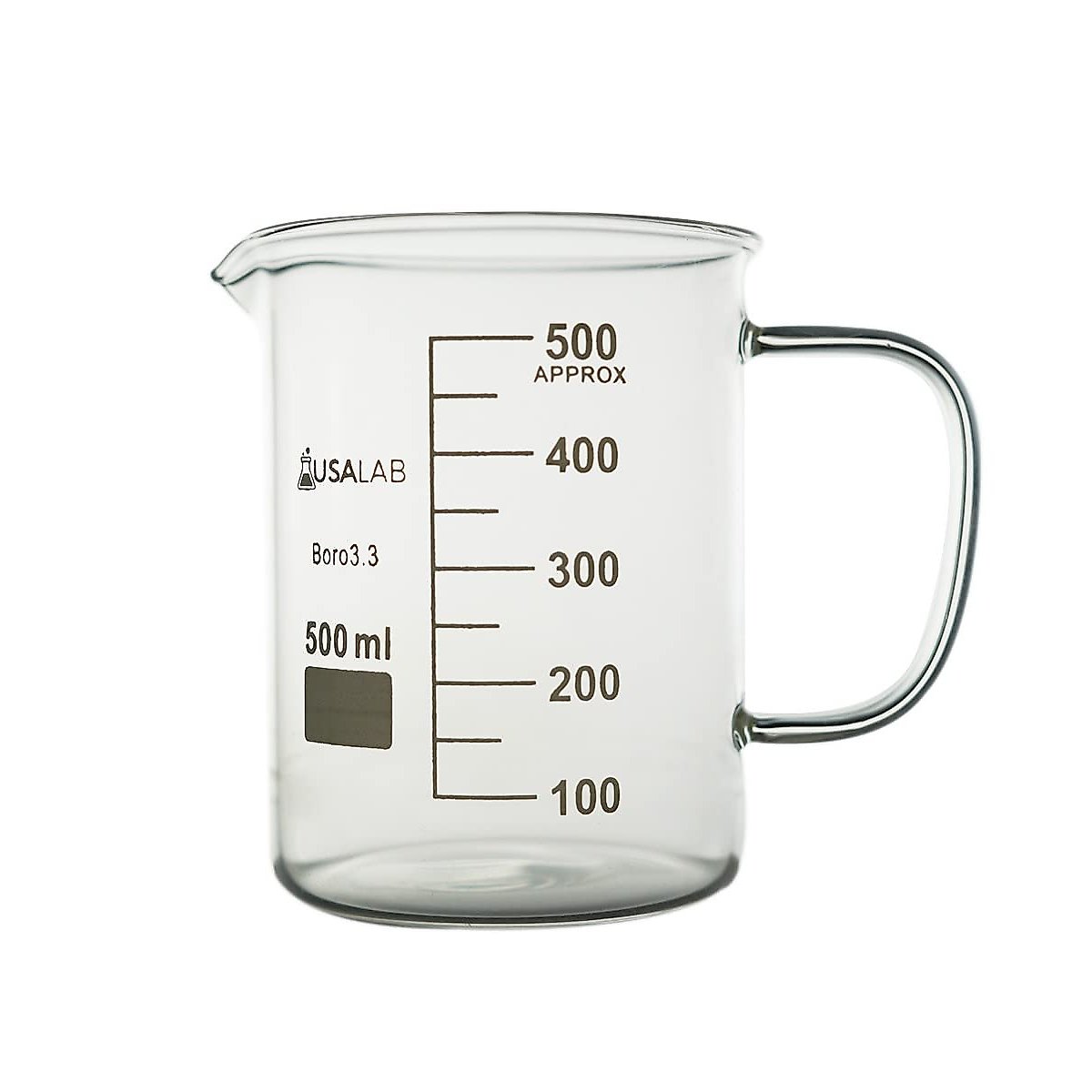USA Lab 500ML Beaker Mug with Handle Borosilicate 3.3 - USAlab
