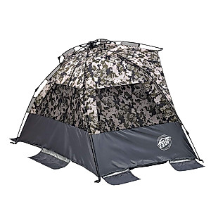 E-Z UP Wedge Portable Beach Tent, 51"x51" Entrance with 3 Roll-Up Windows and Storage Pocket, Camo Spring