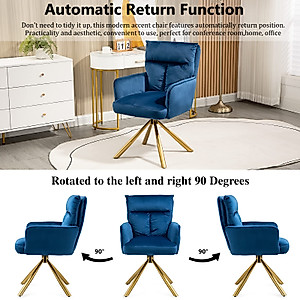 Homedot Contemporary Living Room Chair 180° Swivel Accent Chair with Armrest Mid-Century Bedroom chair Ergonomic Design Makeup Chair with High Back for Vanity,Dining