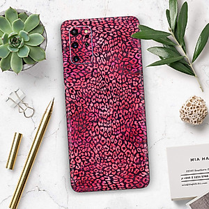 DesignSkinz Red Watercolor Leopard Pattern Protective Vinyl Decal Wrap Skin Cover Compatible with The Samsung Galaxy S20 (Screen Trim & Back Glass Skin)
