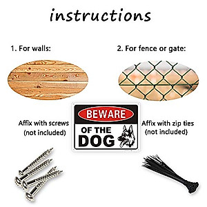 Uflashmi Beware of Dog Sign for Fence Yard, Dog Warning Sign, Aluminum Metal, 2 Pack, 7x10 inch