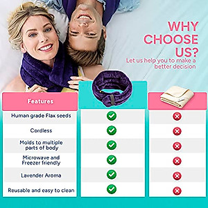 SunnyBay Microwave Heating Pad, Microwavable Heated Neck and Shoulder Wrap with Wide Neck Coverage, Hands-Free Moist Aromatherapy Hot or Cold Pack with Lavender, FSA HSA Approved, 26x5 Inches, Purple