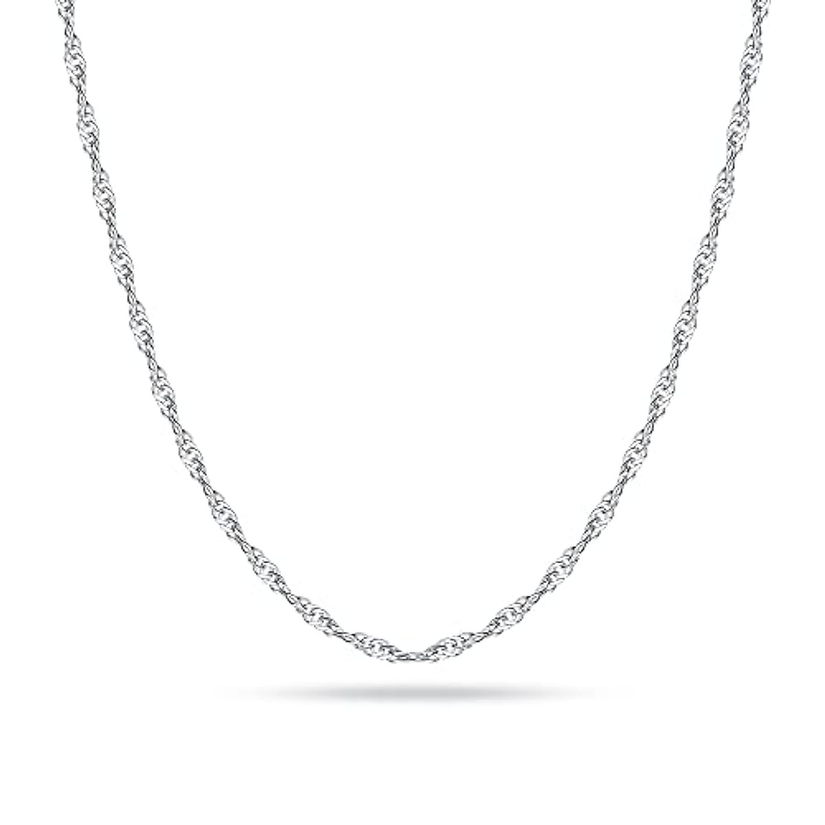 Hadoken 925 Sterling Silver Clasp Singapore Chain for Women, 2mm Silver Chain Necklace for Women Silver Necklace Chain (16)