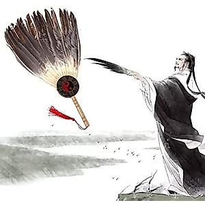 Folding Hand Fan Folding Fan Handheld Folded Fan Bamboo Dance Hand Fans Chinese Fan Ancient Black Feather, Bamboo Hand Fan Foldable Fan Hand Held Fans (Color : A, Size : 46cm)