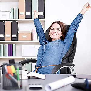 Massage Office Chair 250Lbs Ergonomic High Back PU Leather Rolling Swivel Executive Computer Desk Chair with Lumbar Support Headrest Armrest for Study Home Meeting Room