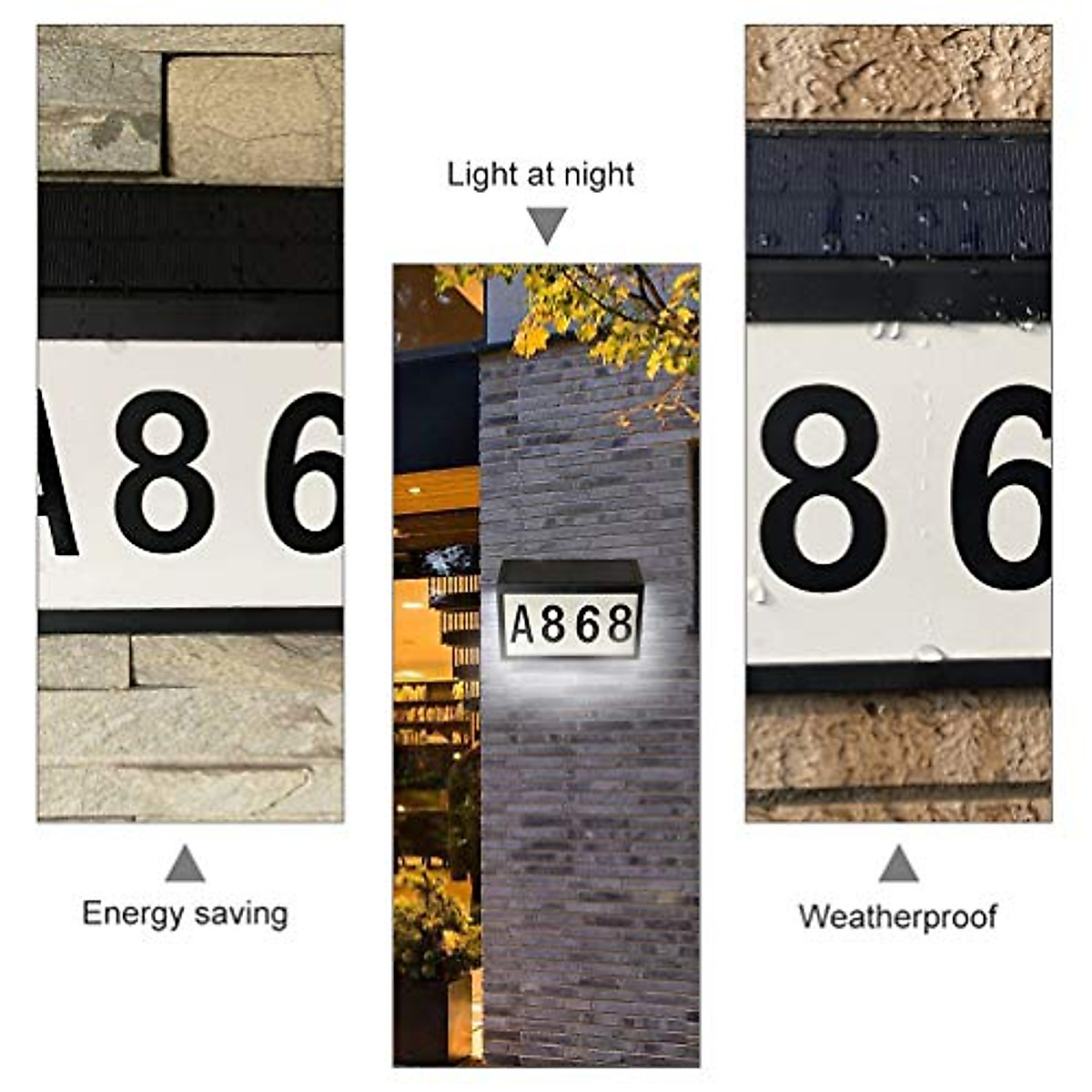 OSALADI Solar Lights Outdoor Metal Sign House Numbers Solar Powered Address Sign Set Lighted Address Sign Lamp for Home Street Garden Doorplate Black Outdoor Sign Outside Solar Lights