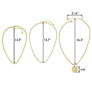 LANE WOODS 18k Gold Plated Necklaces for Women - Multilayer Coin Medallion Pendant Necklace Adjustable Layering Choker Necklaces Chain Set Jewelry