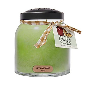 A Cheerful Giver - Key Lime Cake Pop - 34oz Papa Scented Candle Jar with Lid - Keepers of The Light - 155 Hours, Gift Candle, Green