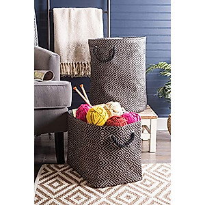 DII Woven Paper Storage Bin, Diamond Basketweave, Black/White, Medium