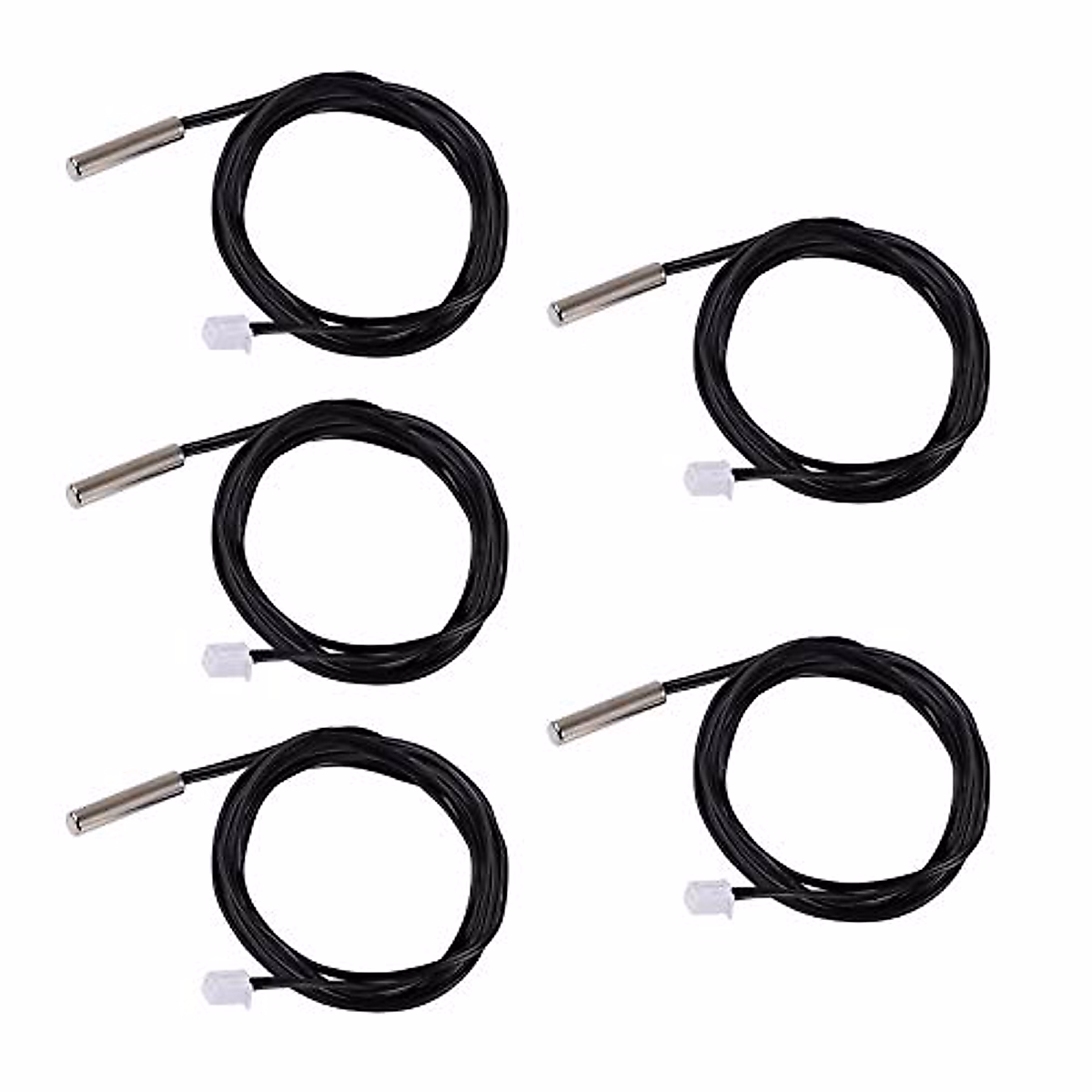 10K Temperature Sensor Probe, DROK 5pcs 1 Meter Waterproof Temp Sensor Probe, Stainless Steel 3950 NTC Temp Sensor Probe, Digital Temperature Transmitter Extension Cable