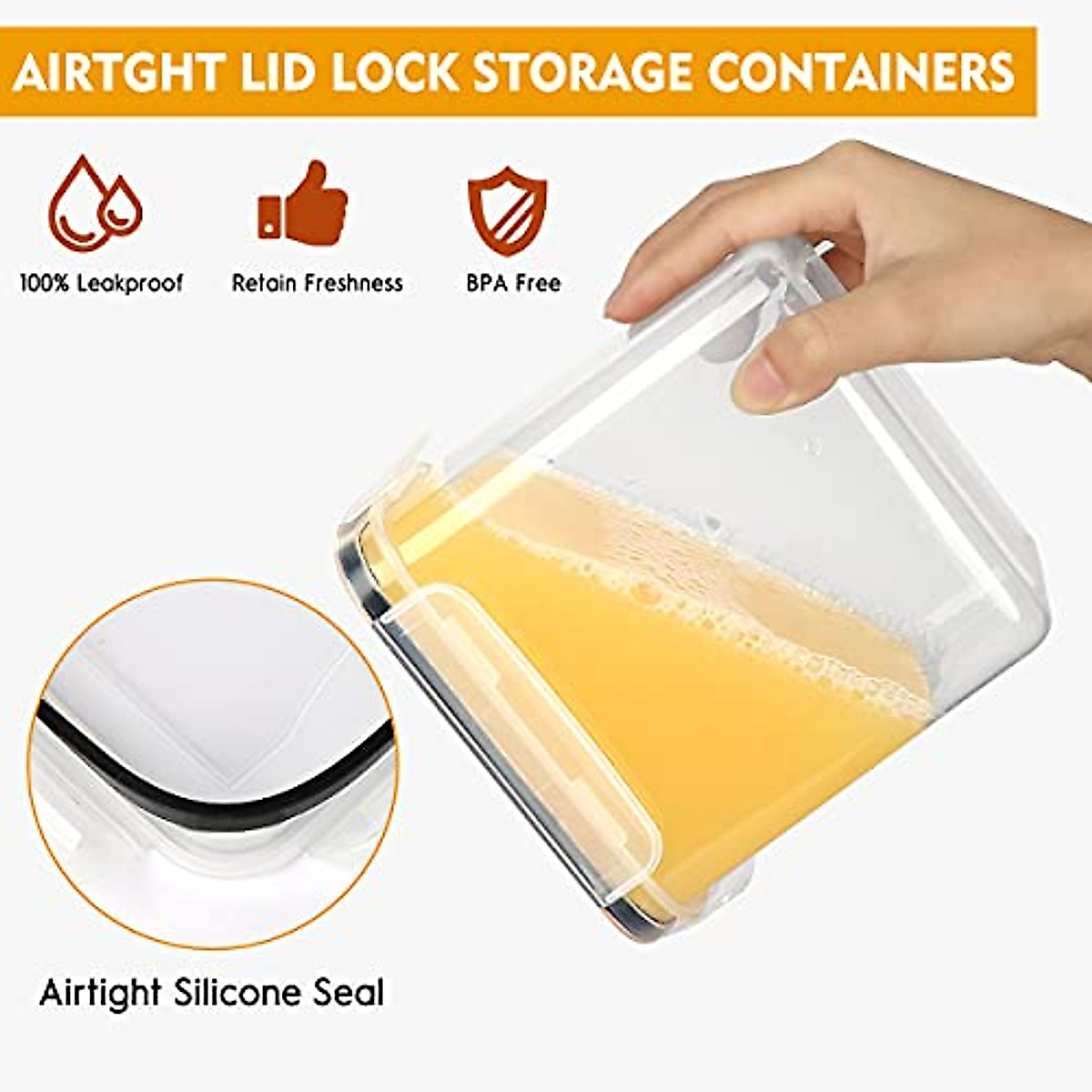 28 Pack Airtight Food Storage Container Set, Pantry kitchen organization and Storage, BPA Free Clear Plastic Storage Container with Lids, Kitchen Decor with Labels, Marker & Spoon Set