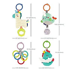Infantino Link & Go Activity Pals - Unicorn, Narwhal and Dragon Linking Toys, Clacker Rings, Sensory Exploration, Fine Motor Skills, Attachable and Linkable, Easy to Hold for Babies & Toddlers, 0M+