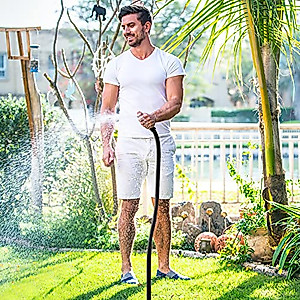 Famyards Garden Hose 50FT, 5/8'' Water Hose Drinking Water Safe Lead-free, No Kink and Leak Garden Hose For RV, Trailer and Camping, Black