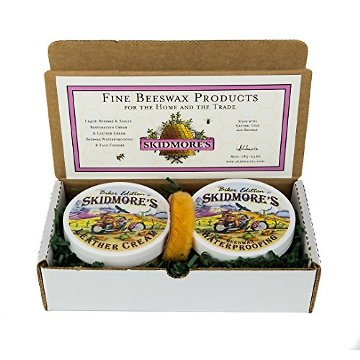 Skidmore's Biker Edition Leather Care Gift Set | Leather Cream and Waterproofing Kit for Your Motorcycle | Natural and Non-Toxic Formula | Made in The USA