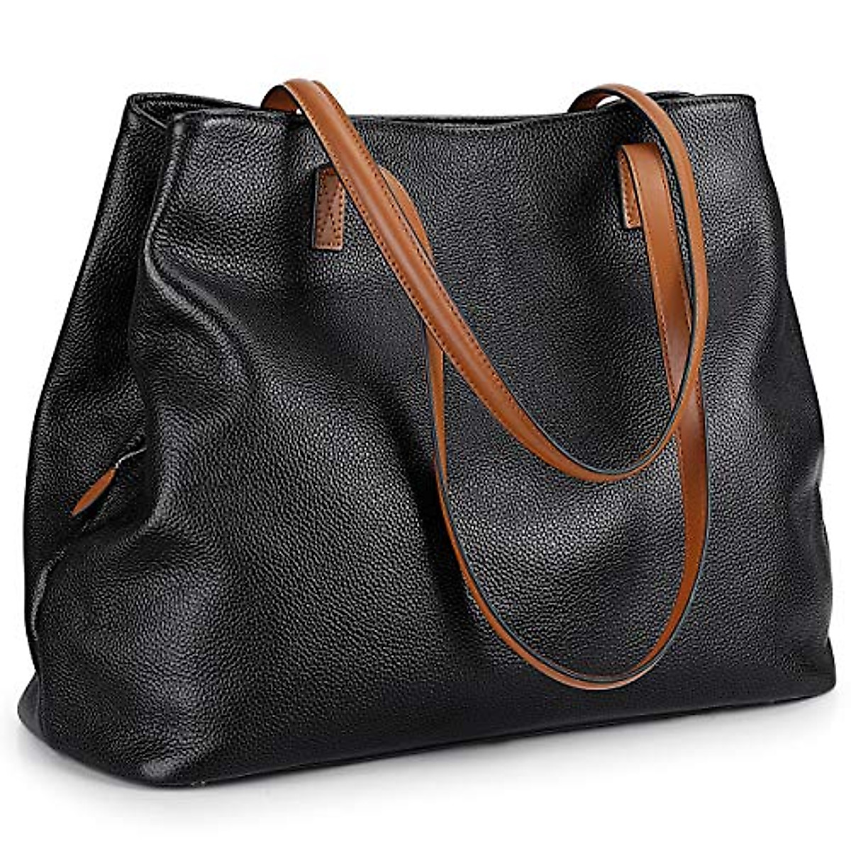 S-ZONE Women Soft Genuine Leather Tote Handbag Large Capacity Shoulder Hobo Bag Travel