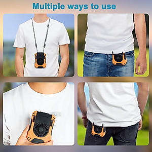 Cadrim Waist Fan, Portable Personal Fan, USB Mini Necklace Fan, Rechargeable Battery Operated Fan, 8000RPM Strong Airflow for Outdoor Camping with LED SOS Function