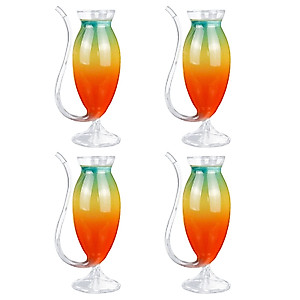 belupai Wine Glass,Set of 4 Creative Vampire Glass,Cocktail Glass with Drinking Tube Straw,Juice Cup Clear Glass Wine Decanter Cups Mugs for Wine Champagne Juice Whiskey