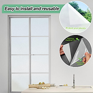vivinin Frosted Glass Window Film,17.3x118.1 Inches Privacy Film Anti Uv, Frosted Window Privacy Film Non Adhesive, Window Film Privacy for Bathroom Home and Office
